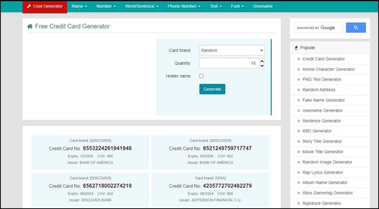 10 Best {Free/Valid} Credit Card Generators & Validators (2024) | Best ...